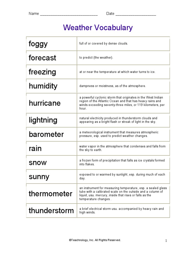 Weather Theme Worksheets | PDF | Thunderstorm | Rain