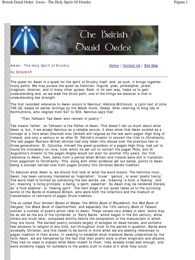 British Druid Order_ Awen - The Holy Spirit of Druidry | Mythology | Poetry