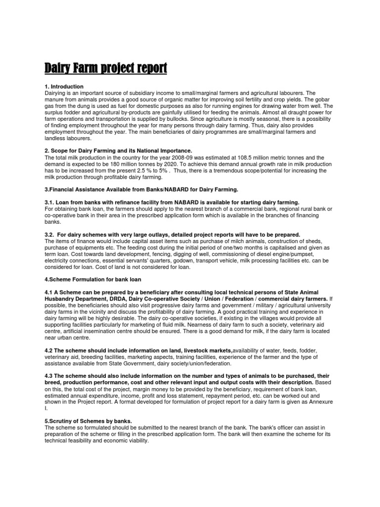Dairy Farm Project Report | PDF