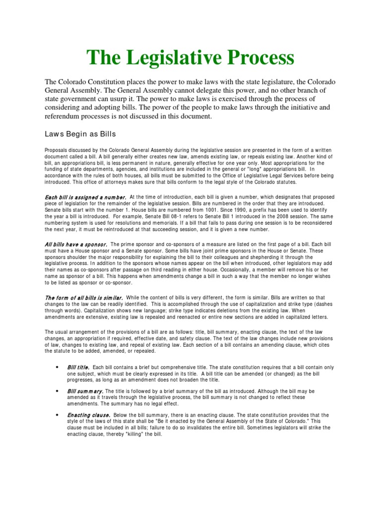 Understanding Colorado's Legislative Process | PDF | United States ...