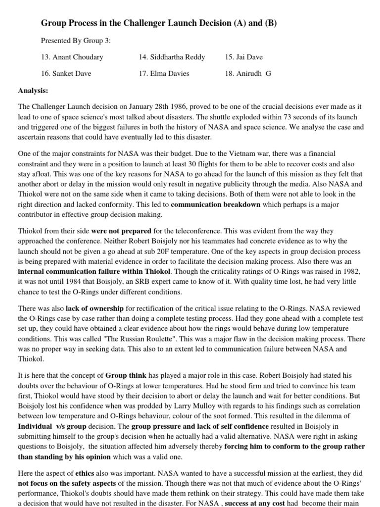 Groupthink and Communication Breakdown: An Analysis of Faulty Decision ...