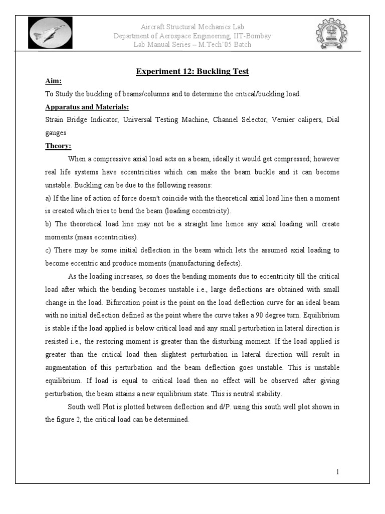 Experiment 12: Buckling Test | PDF | Buckling | Beam (Structure)