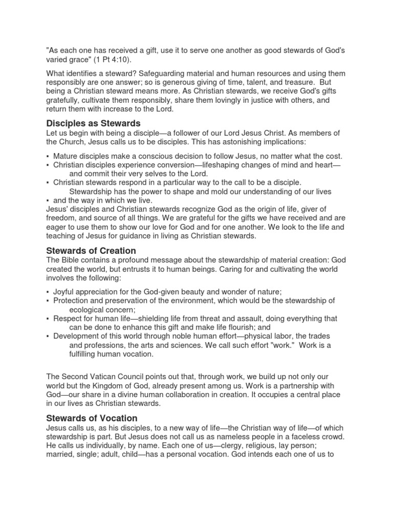 Stewardship Resources | PDF | Catholic Church | Laity