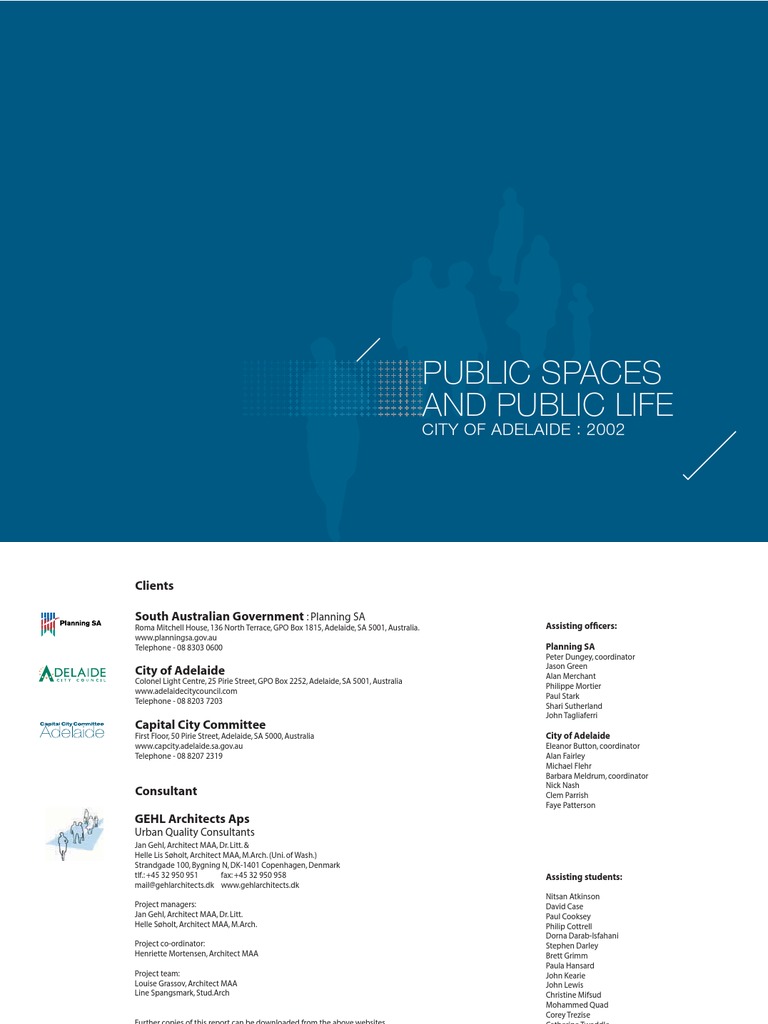 Public Spaces and Public Life Report | PDF | Street | Parking
