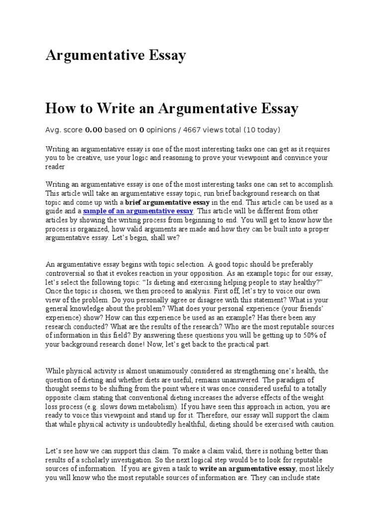 Argumentative Essay | PDF | Obesity | Dieting