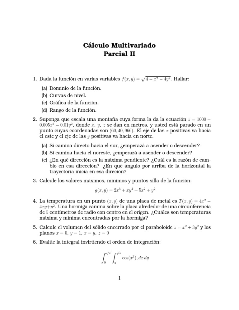 Parcial 2 Calculo Multivariado | PDF