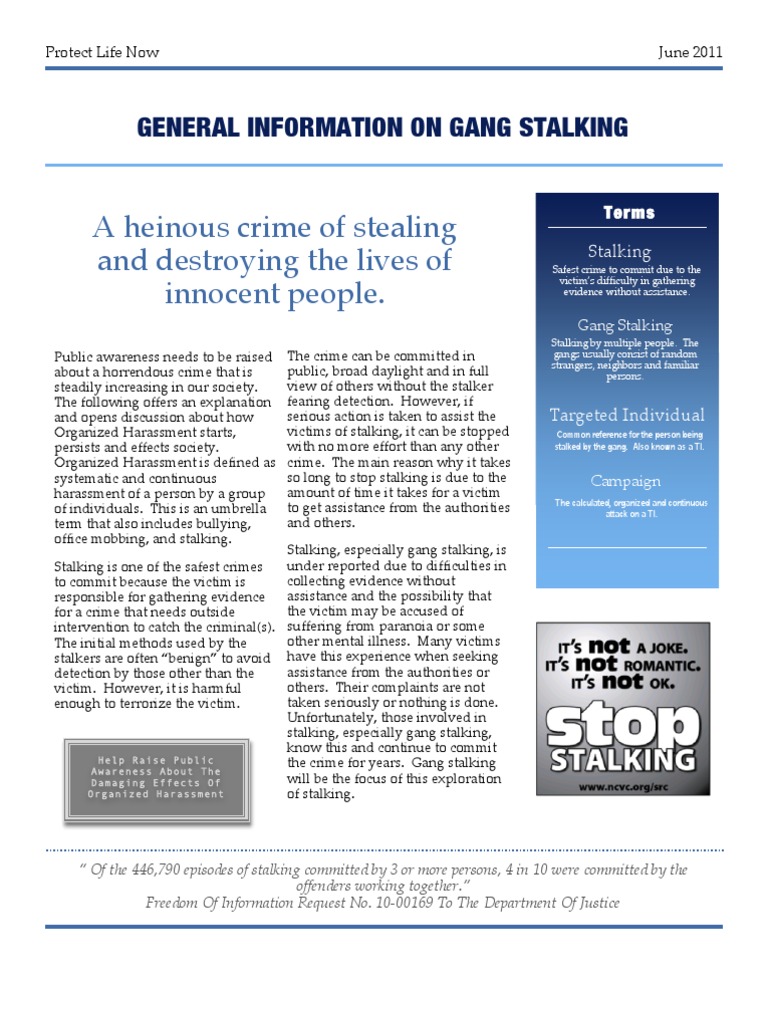 General Information On Gang Stalking | Stalking | Psychopathy