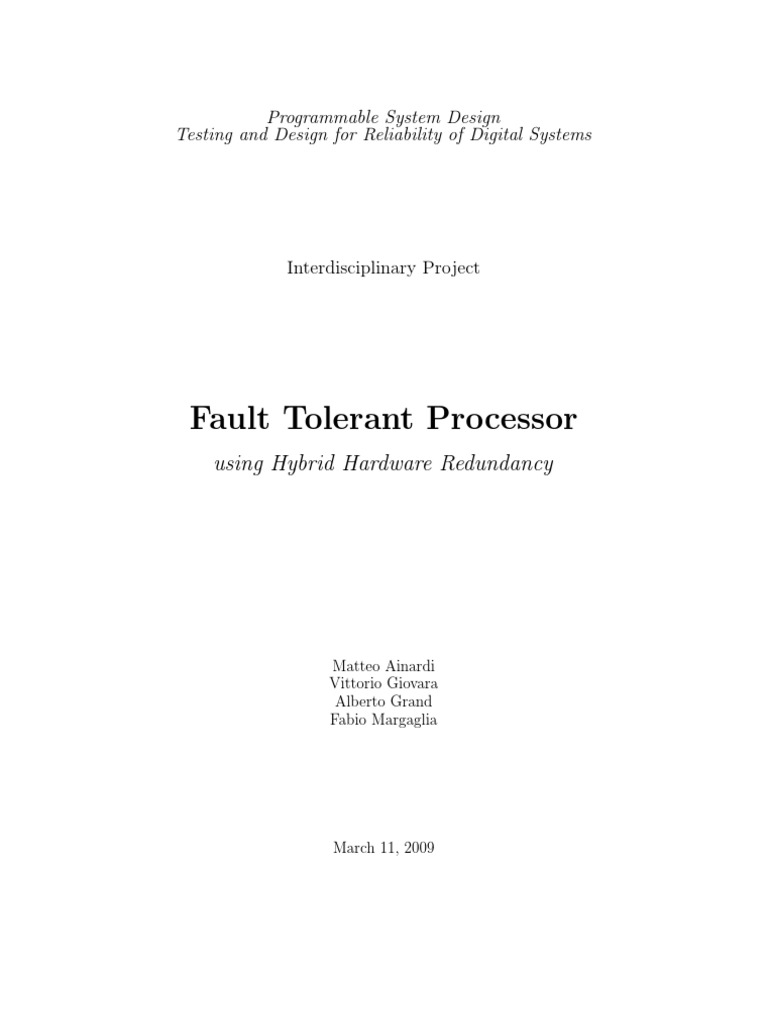 Fault Tolerant Processor Using Hybrid Hardware Redundancy Pdf