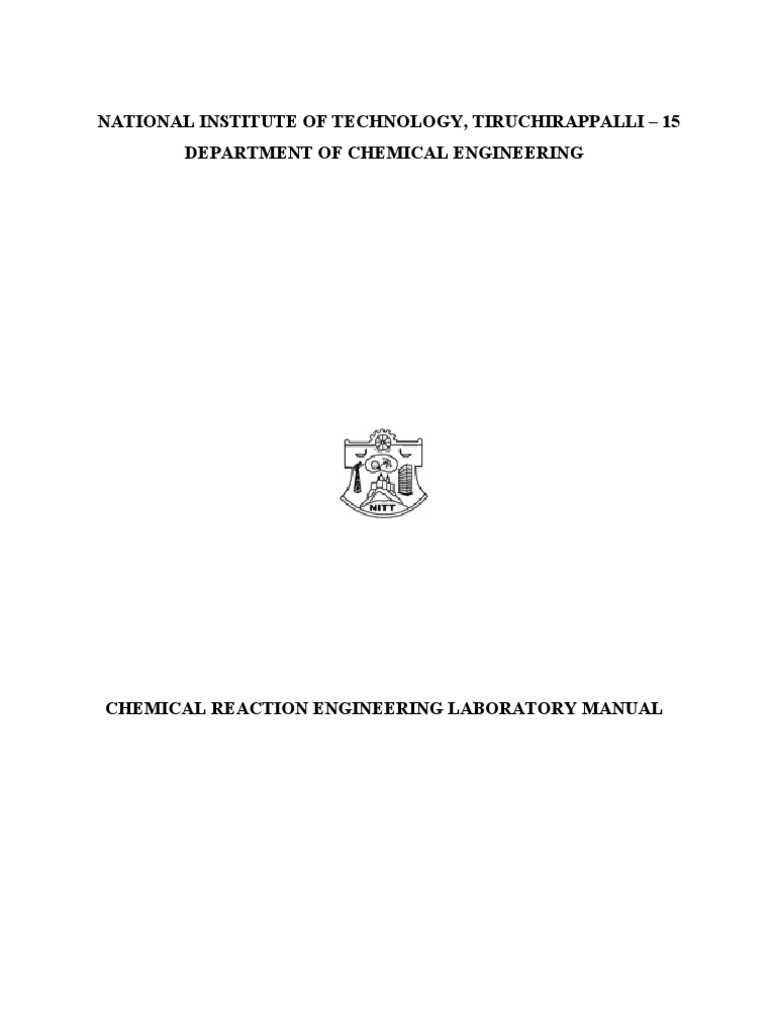 Chemical Reaction Engineering, National Institute of Technology Trichy ...