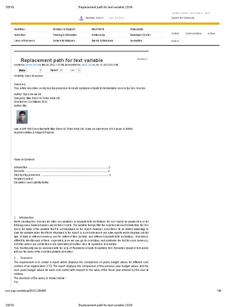 Custom Column Names For BEX Query | PDF | Variable (Computer Science) | Subroutine