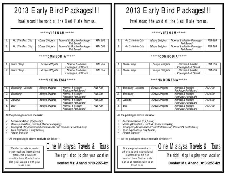 2013 Affordable Travel Packages | PDF