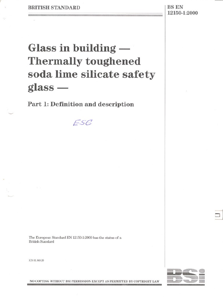 Bs en 12150 V de Seguridad Termoendurecido-V en Constr | PDF