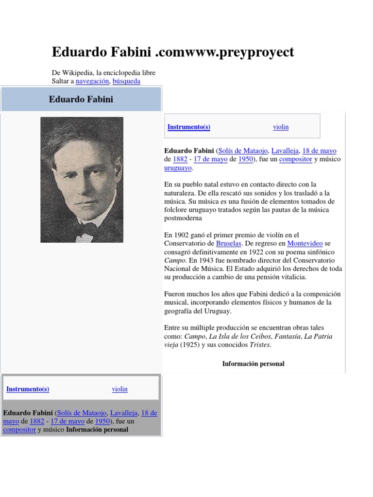 Eduardo Fabini: Compositor Uruguayo | PDF