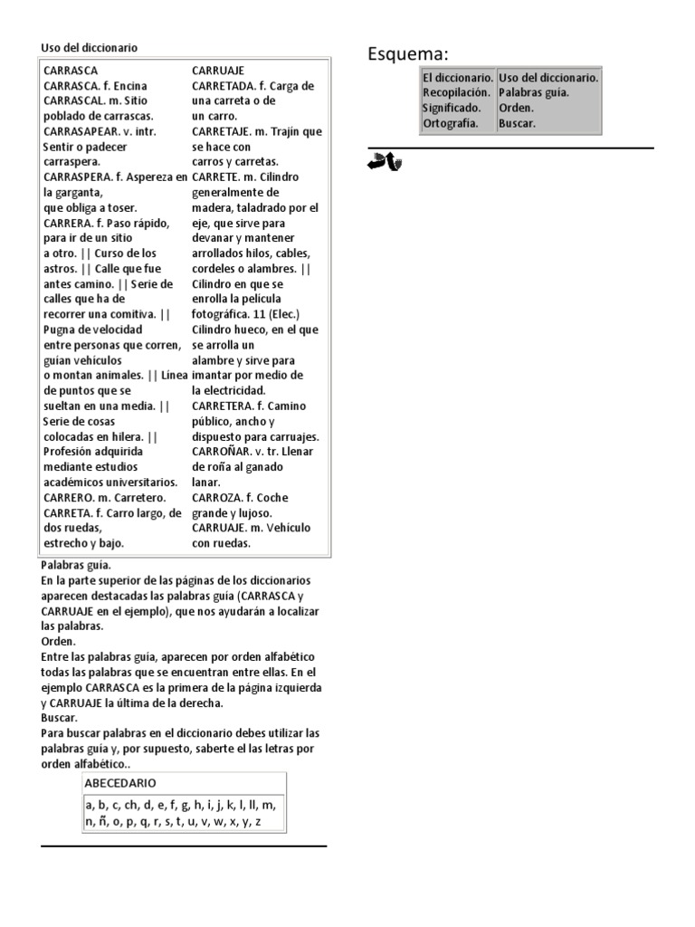 Actividad Sobre El Uso Del Diccionario | PDF | Carro | Alfabeto