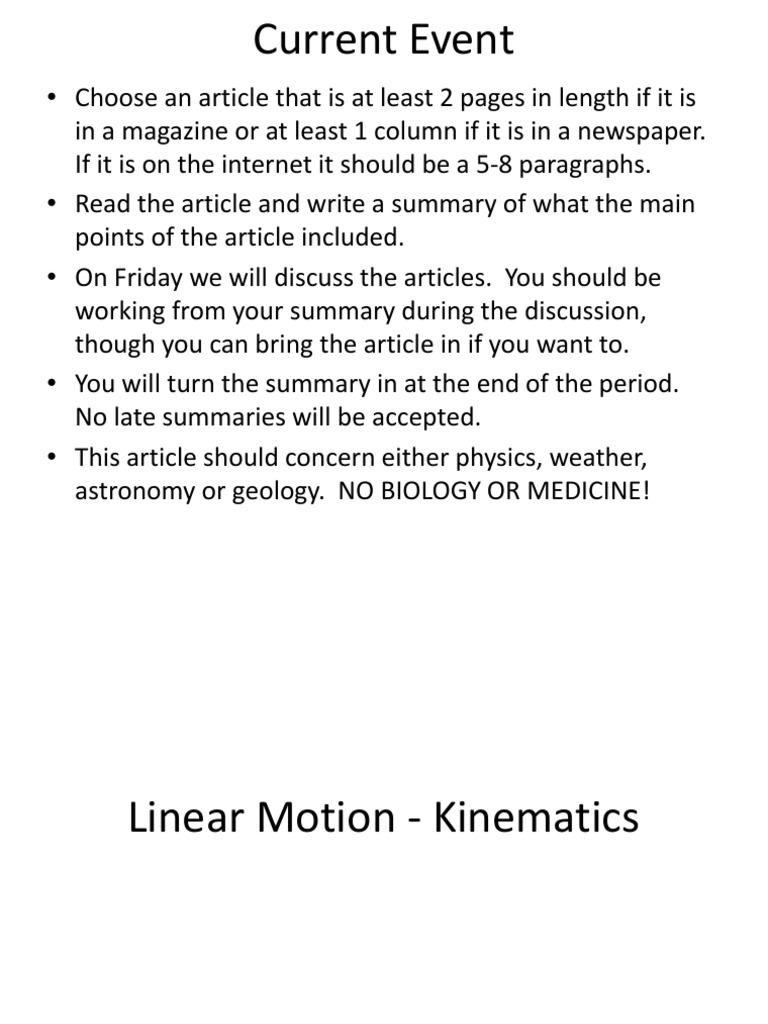 Linear Motion and Kinematics Guide | PDF | Acceleration | Speed