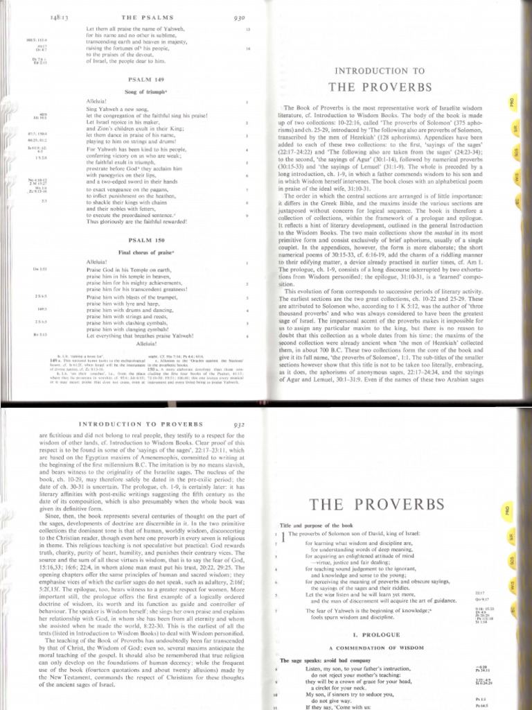 The Proverbs: Introductfon To | PDF | Wisdom