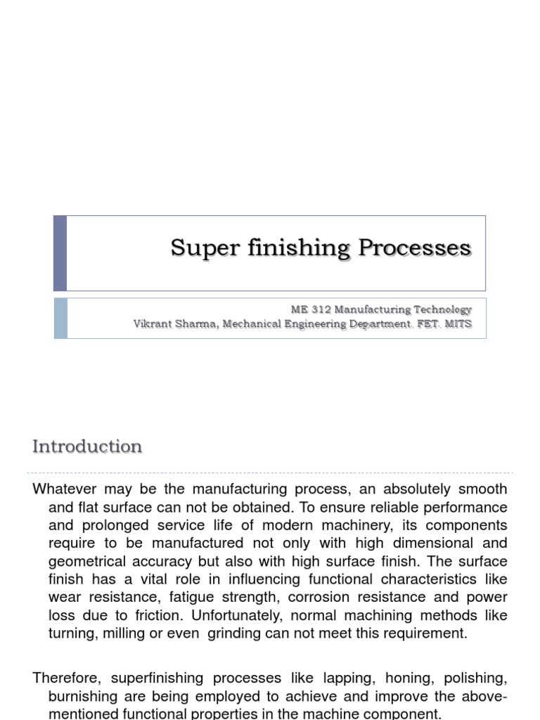 Overview of Superfinishing Processes | PDF | Abrasive | Machining