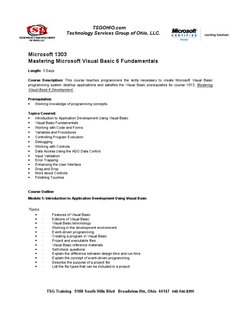 Master Visual Basic 6 Fundamentals Course | PDF | Basic | Control Flow