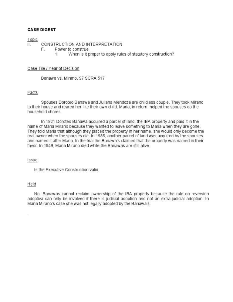 97 SCRA 517 (1980) Banawa V Mirano | PDF