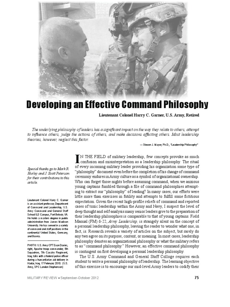 Developing An Effective Command Philosophy | PDF | Leadership | Value ...
