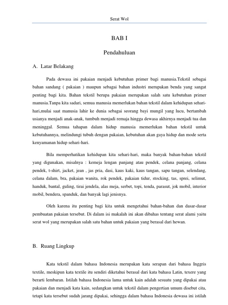 Makalah Serat Wol (Jadi) | PDF