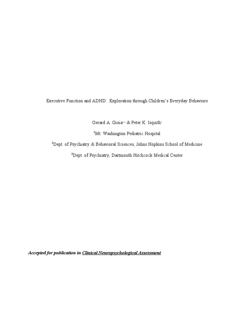 Executive Function and ADHD - Single Space Version | PDF | Executive ...