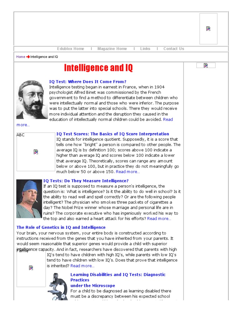 IQ Tests, IQ Scores and Human Intelligence | PDF | Intelligence ...