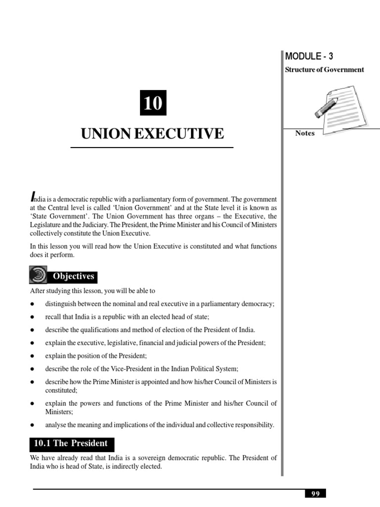 317EL10 Union Executive | Cabinet (Government) | Government Of India