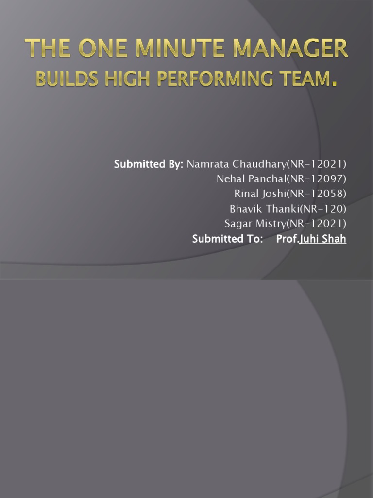 One Minute Manager | PDF | Motivation | Motivational