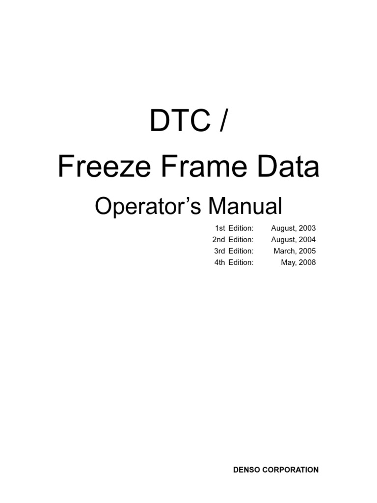 DTC / Freeze Frame Data: Operator's Manual | PDF