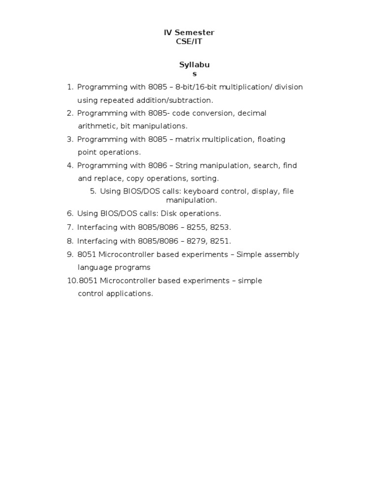 Microprocessor Lab Manual | PDF | Electronics | Electronic Engineering