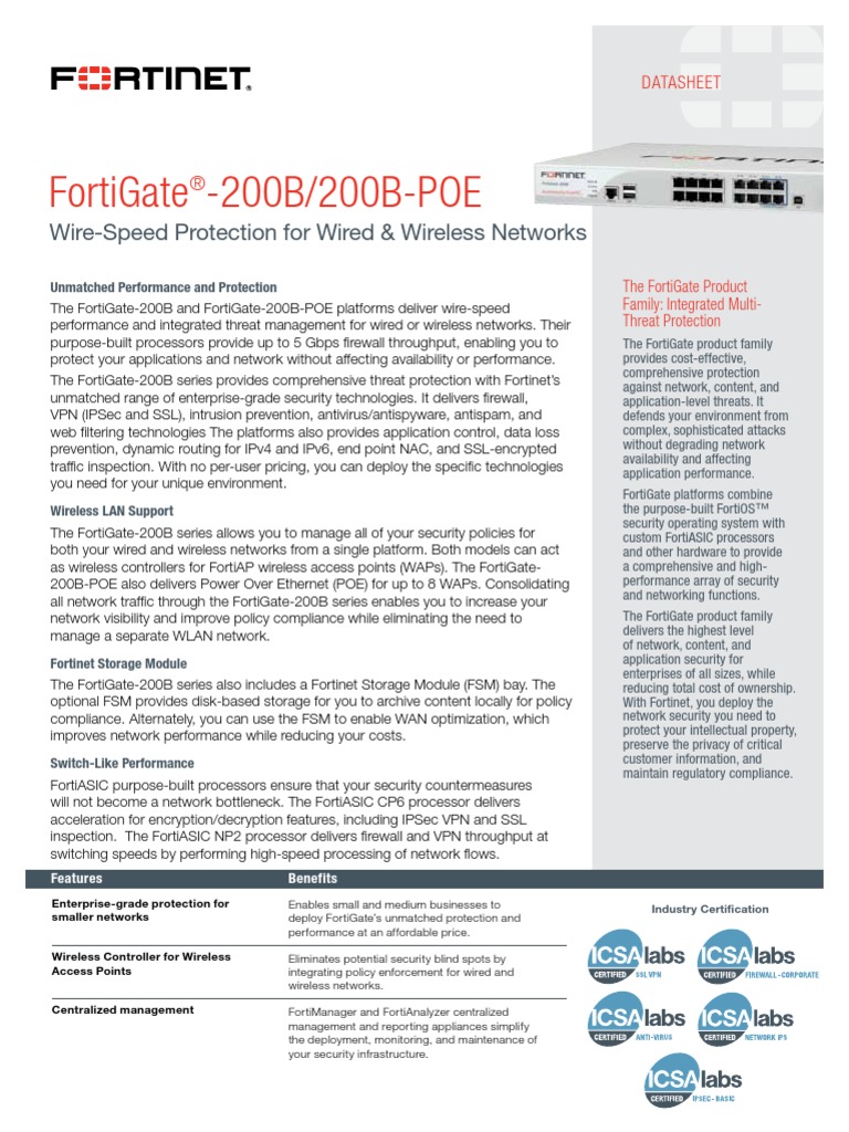 FortiGate 200B PDF | Download Free PDF | Firewall (Computing) | Computer Network