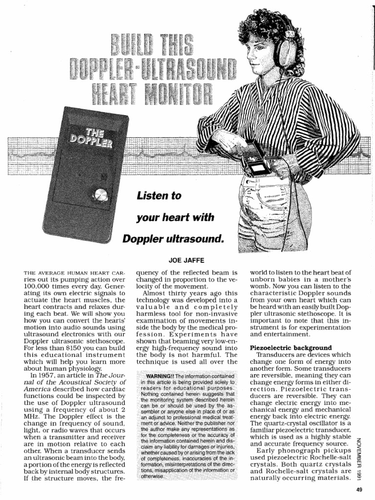 Building an Educational Doppler Ultrasonic Stethoscope to Listen to the ...