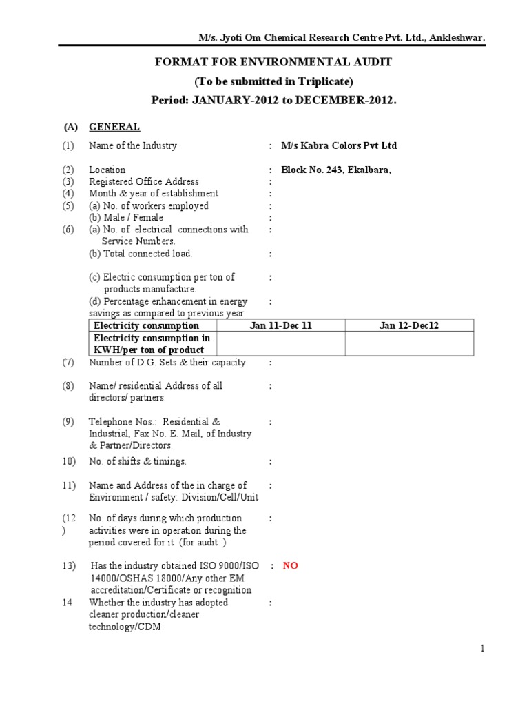Environment Audit Report Format - GPCB | PDF | Municipal Solid Waste ...