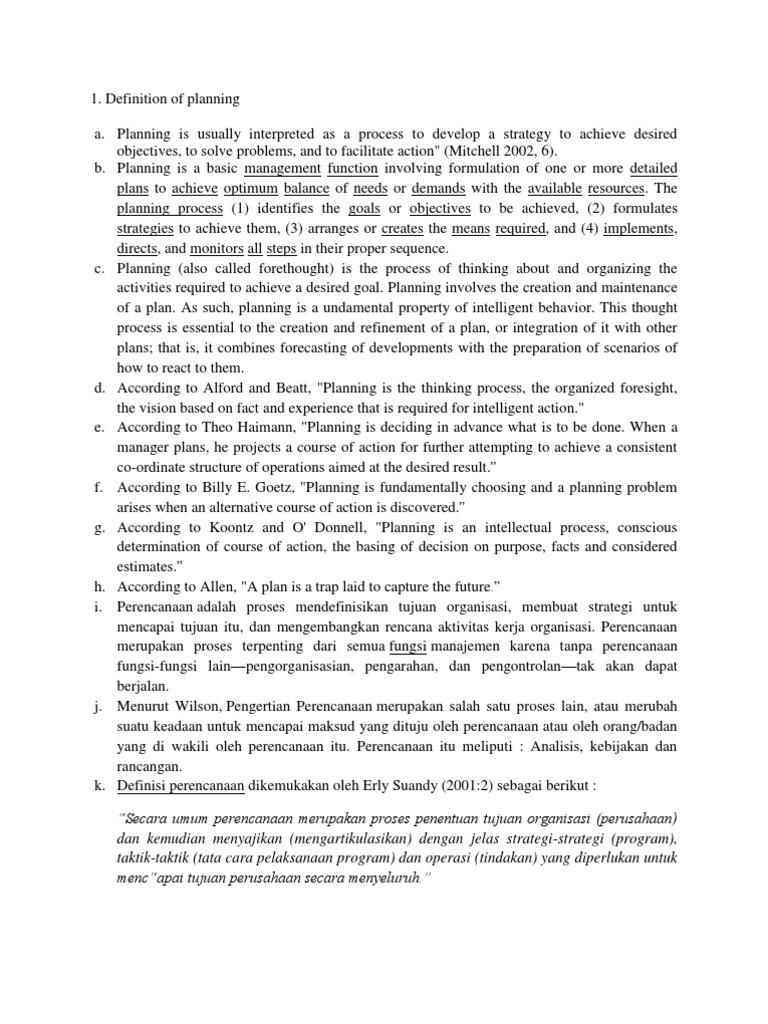 Planning and Management | PDF | Thought | Planning
