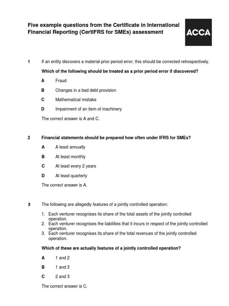 CertIFRS Exam Sample Questions | PDF
