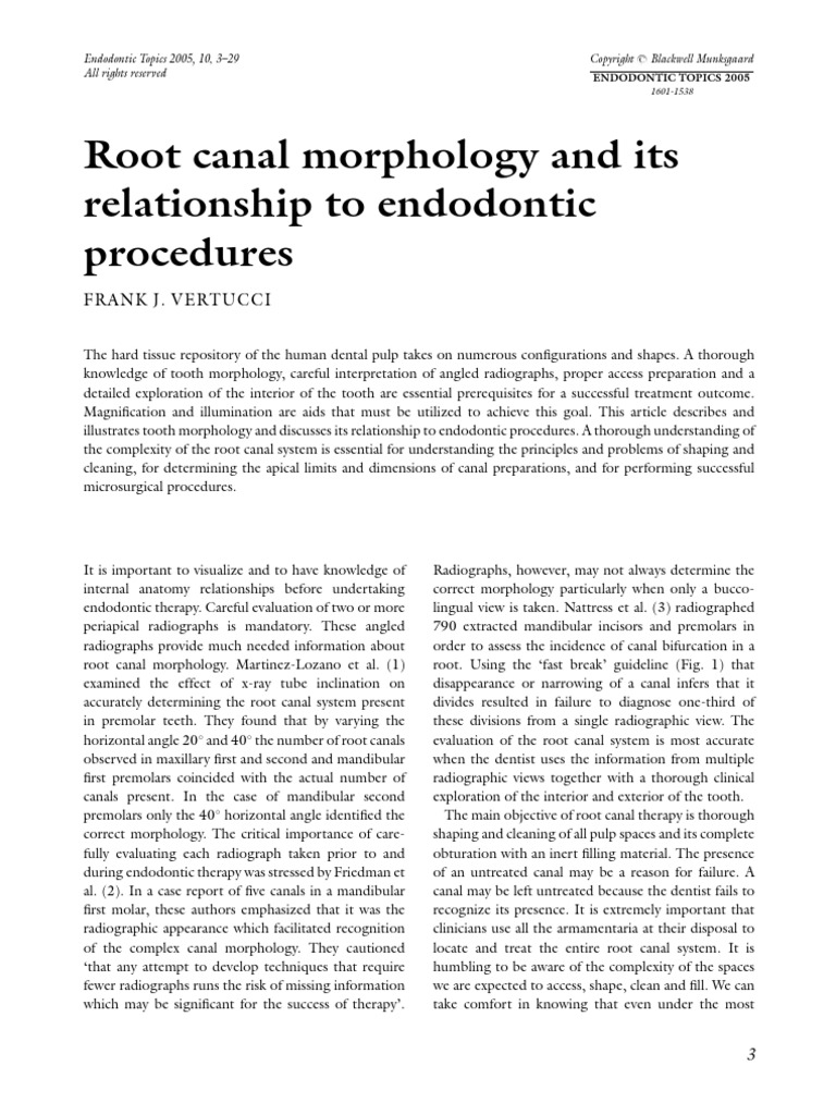 Root Canal Morphology and It's Relationship To Endodontic Procedures ...
