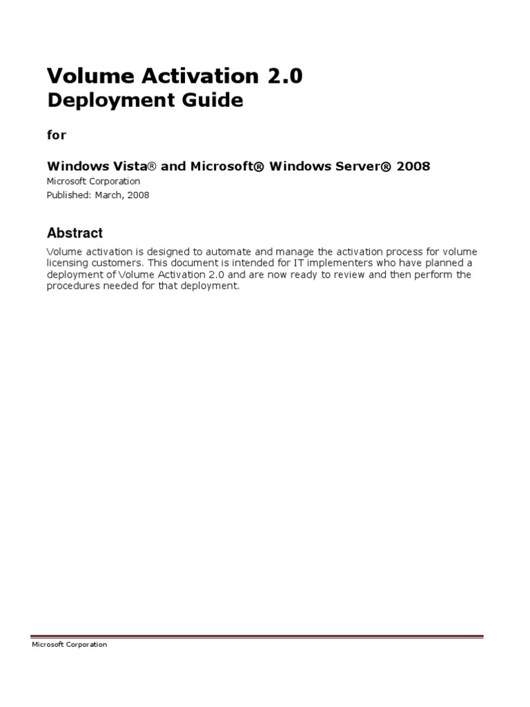 Volume Activation 2.0 Deployment Guide | PDF | Windows Registry ...
