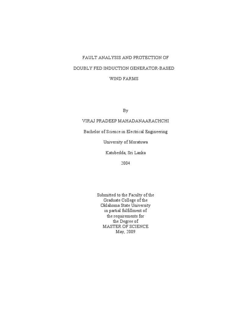 Fault Analysis And Protection Of Doubly Fed Induction Generator Based Wind Farms Pdf Wind
