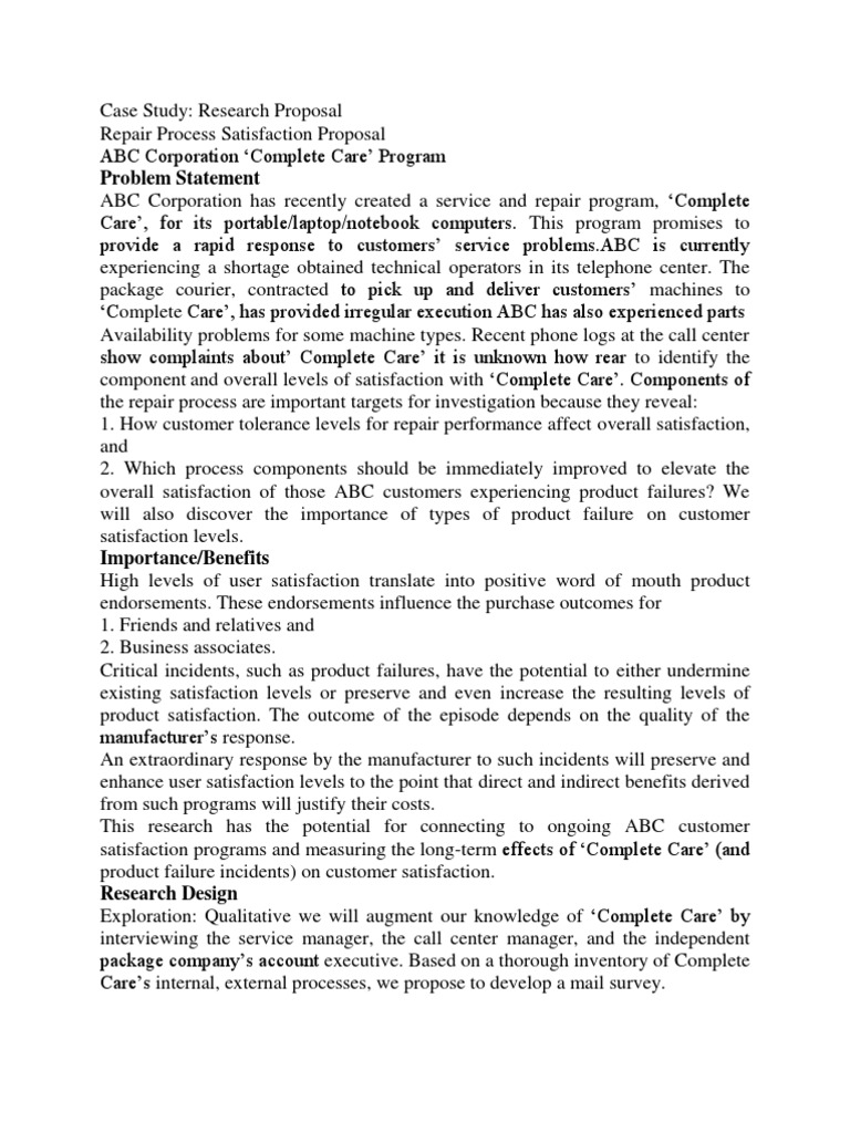 Case Study | Survey Methodology | Customer Satisfaction