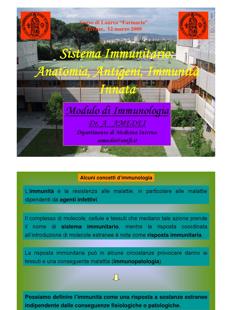 Lezione 11 - Sistema Immunitario - Anatomia Antigeni Immunita Innata | PDF