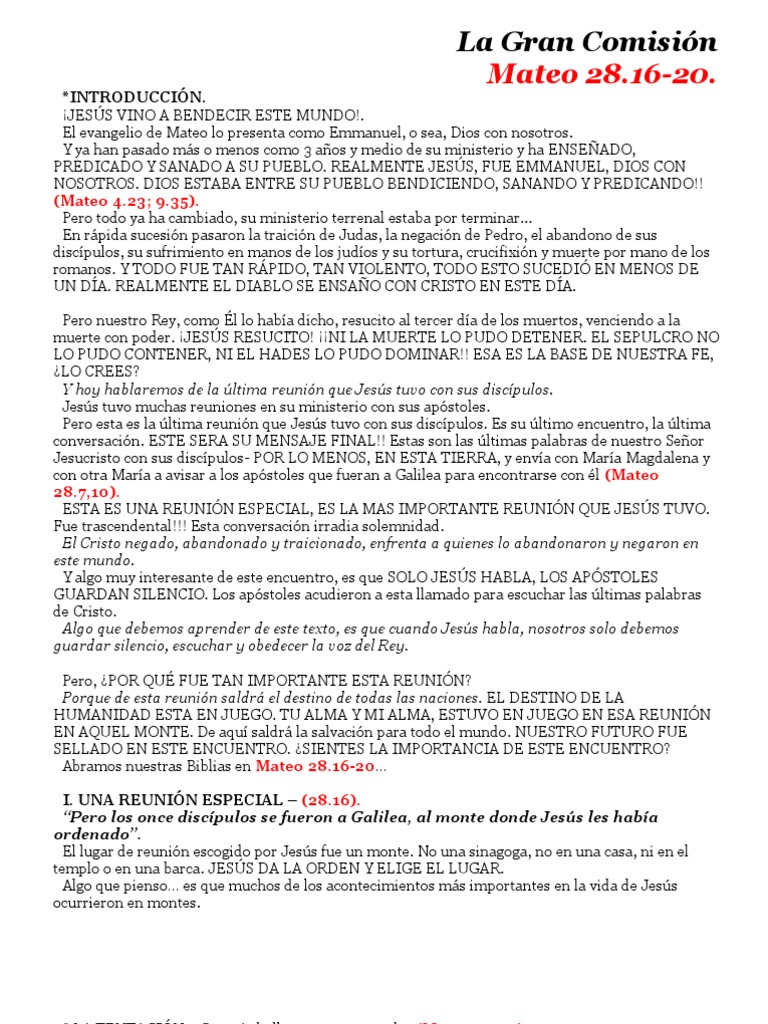 MATEO 28.16-20 - LA GRAN COMISIÓN | Jesús | Cristo (título)