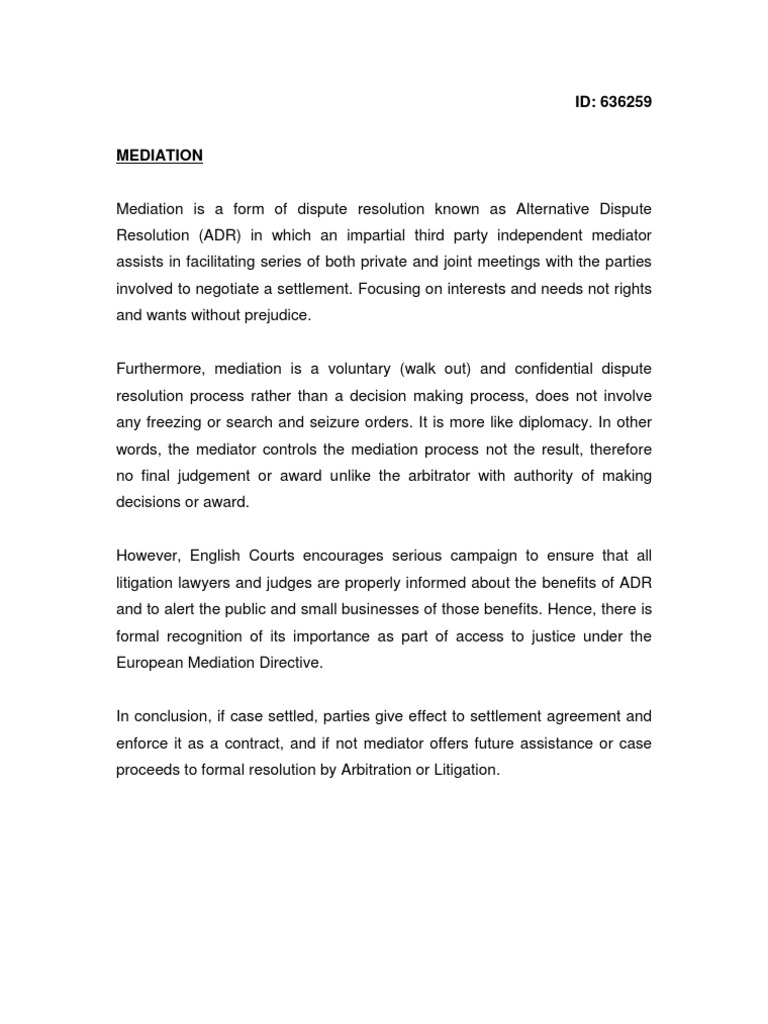 Report 5 Mediation | PDF | Mediation | Alternative Dispute Resolution