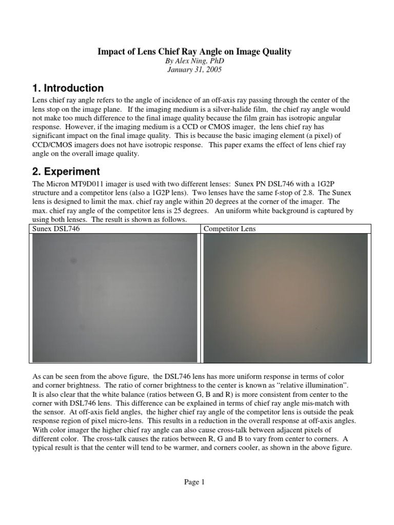 Impact of Lens Chief Ray Angle On Image Quality | PDF | Lens (Optics ...