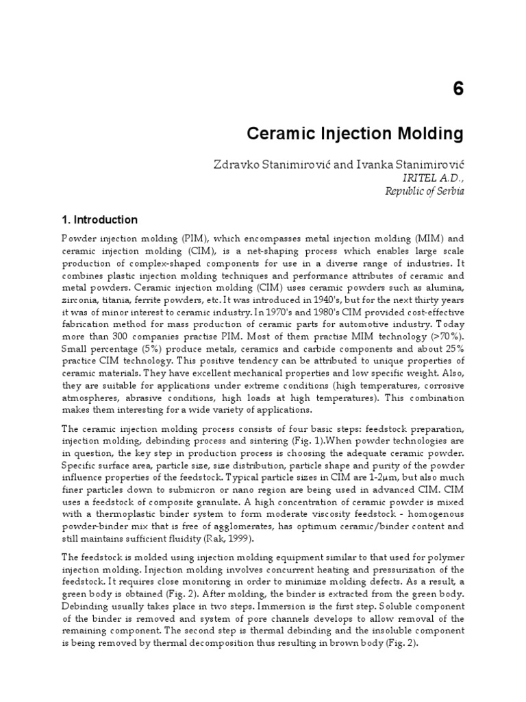 InTech-Ceramic Injection Molding | PDF | Sintering | Ceramics