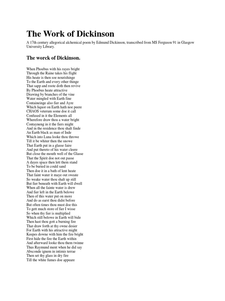 17th Century Allegorical Alchemical Poem | PDF