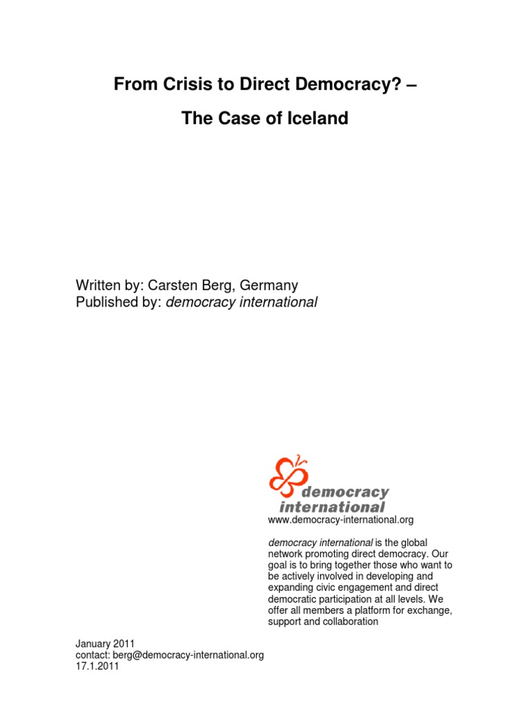 Direct Democracy Iceland Democracy International | PDF | Democracy ...