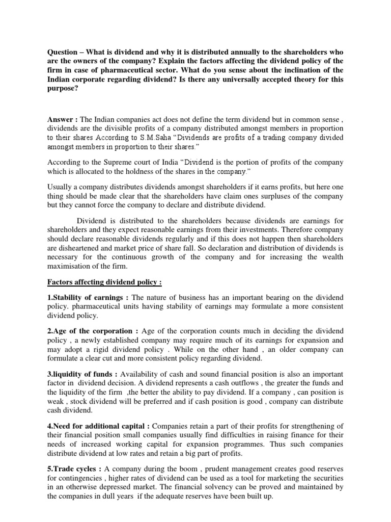 Dividend Policy | PDF | Dividend | Loans