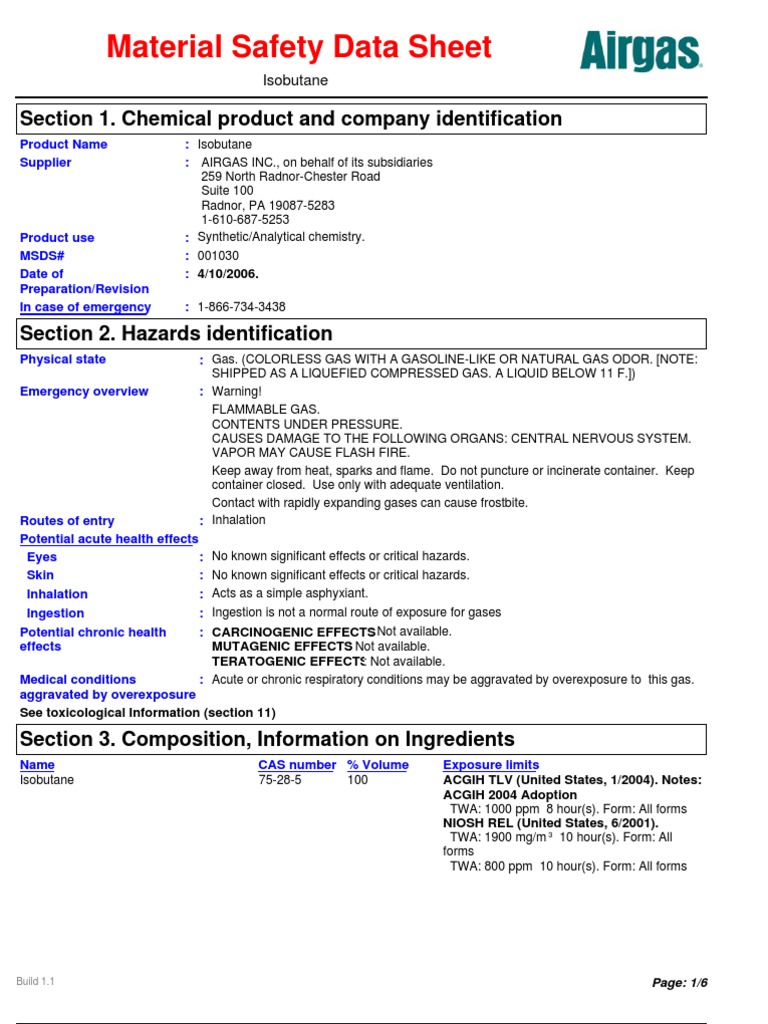 Material Safety Data Sheet: Section 1. Chemical Product and Company ...