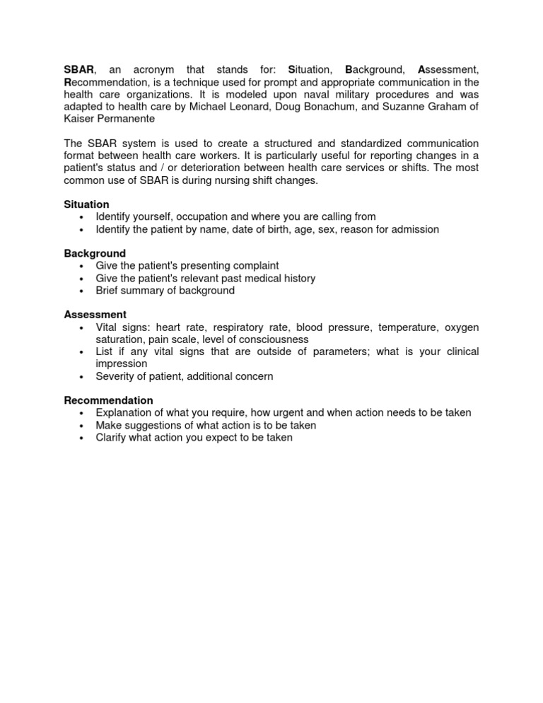 SBAR | PDF